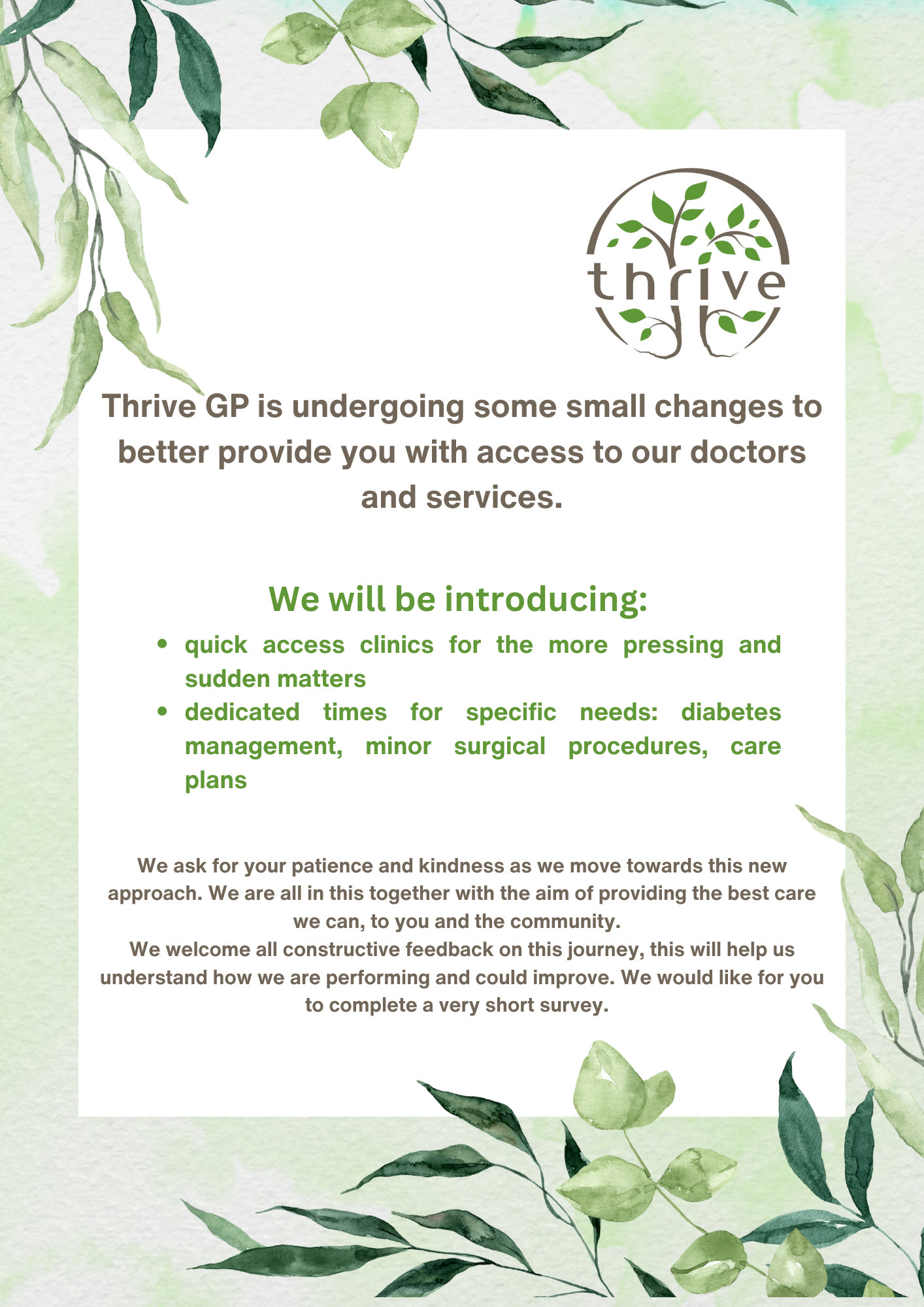 2024 Patient Booking Changes – Thrive GP